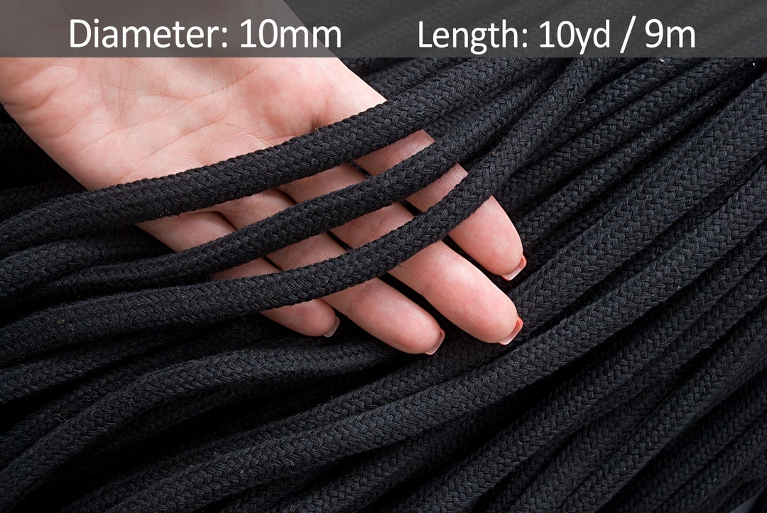 10mm Black Braided Rope 30ft Thick Cotton Rope Knotting - Etsy