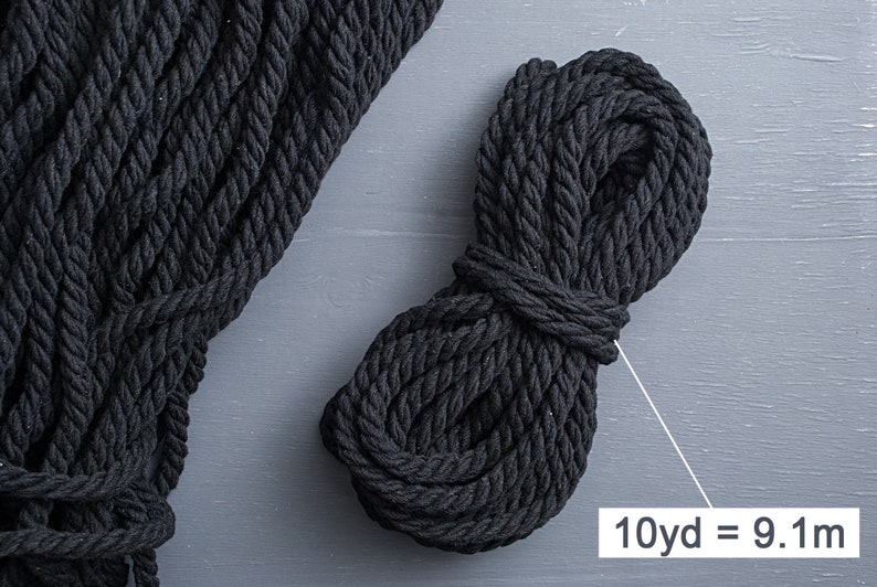 8mm Black Cotton Rope 10yds Black Cotton Twisted Rope Cotton | Etsy