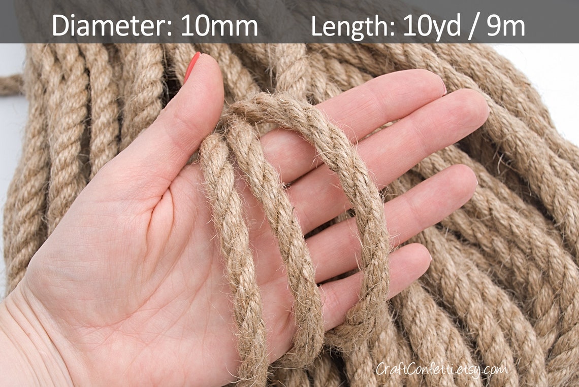 10mm Twisted jute сord 10yds Wall hanging crafting Macrame | Etsy
