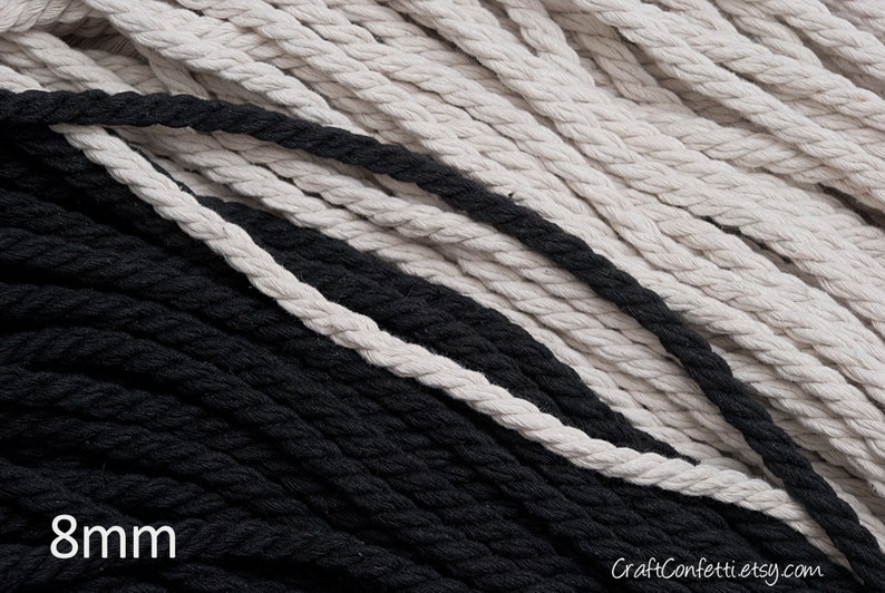 8mm Black Cotton Rope 10yds Black Cotton Twisted Rope Cotton | Etsy