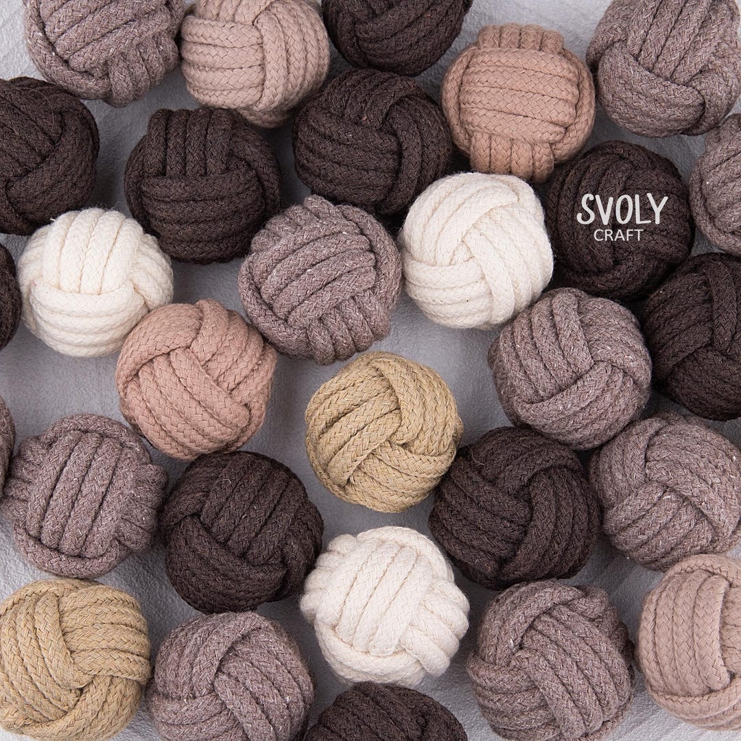 4m Brown Shades Macrame Monkey Fist Knots - Set of 10 - Natural Rope ...