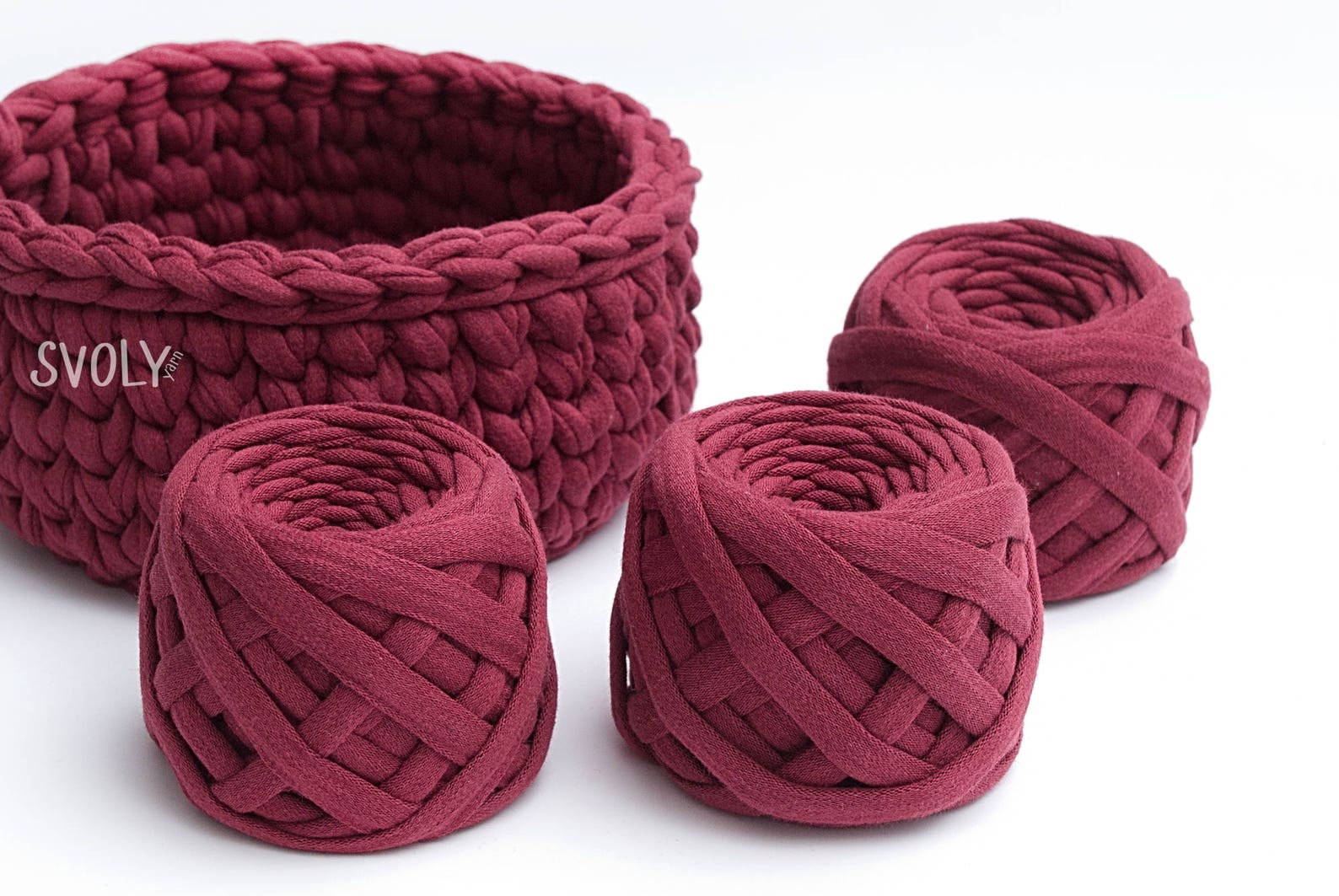 Maroon T-shirt Yarn 100m or 109yd, Dark Red Fabric Crochet Yarn ...