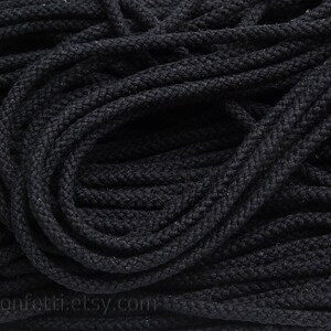 5mm Black Macrame Cord 10yards. Black Braided Cotton Cord for ...