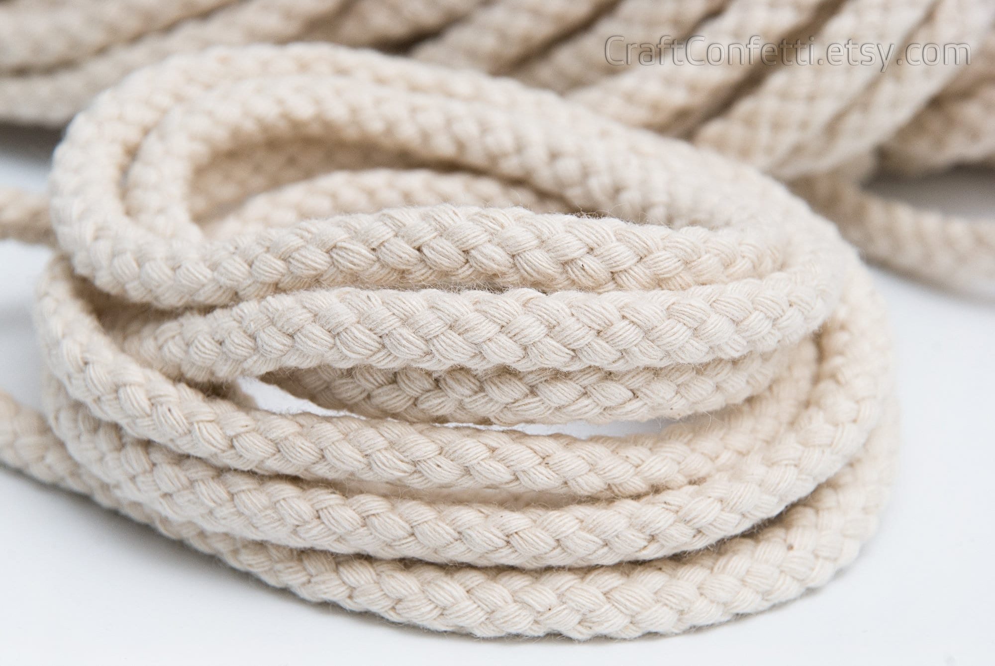 Ivory Cotton Rope 7mm. Macrame Braided Cord Accessories. - Etsy