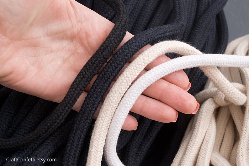 10mm Black braided rope 30ft Thick cotton rope Knotting | Etsy