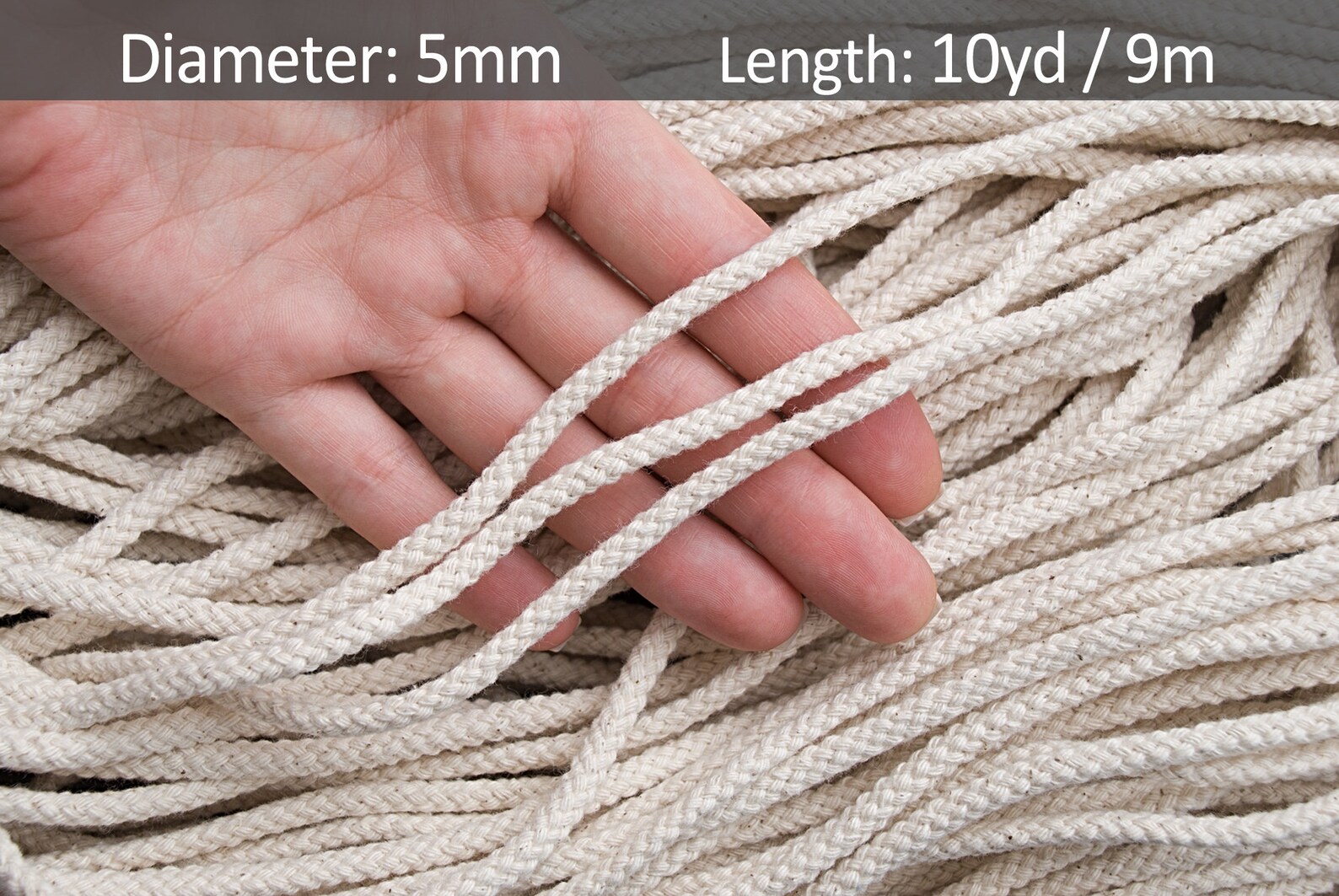 5mm Ivory Macrame Cord 30ft Natural Color Braided Cord 100% - Etsy