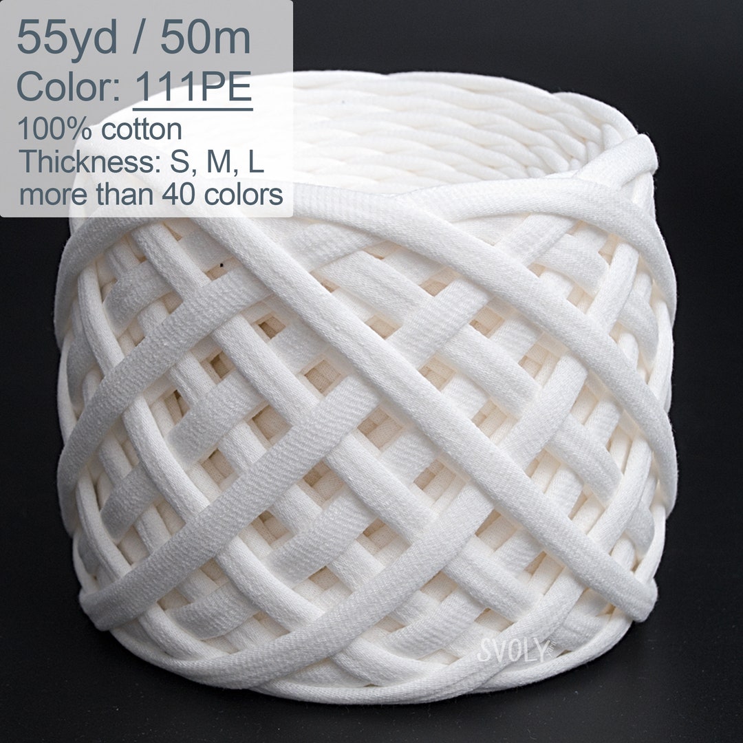 Cream White T-shirt Yarn 50m or 55yds. Thick Cotton Yarn for Rugs, Pet ...