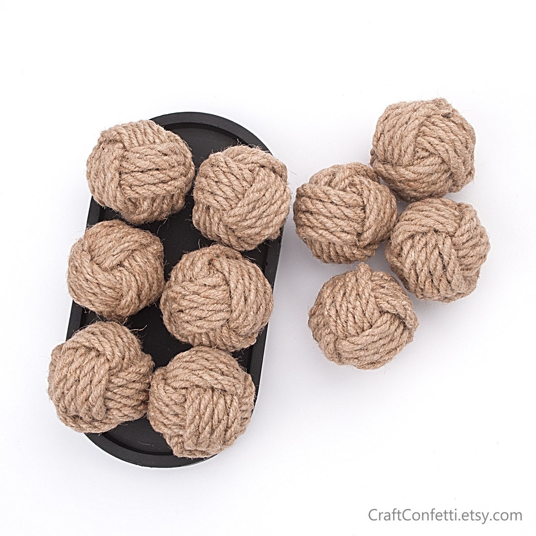 5cm Jute Table Decor Knots Set of 10pcs, Monkey Fist Knot, Table Card ...
