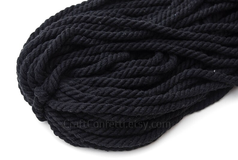 8mm Black Cotton Rope 10yds Black Cotton Twisted Rope Cotton | Etsy