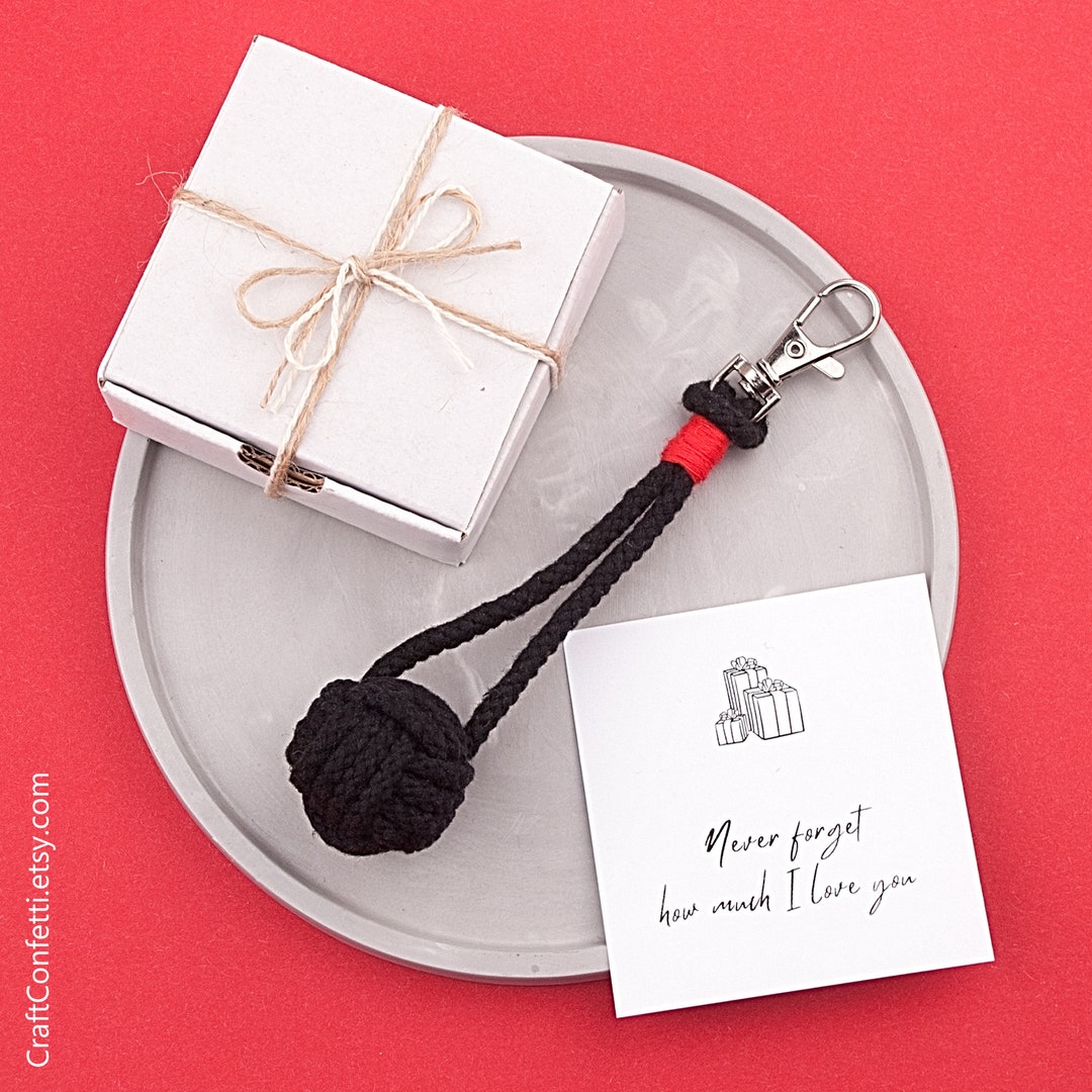 Monkey Fist Keychain, Nautical Sailor Knot Accessories, Black Key Fob ...