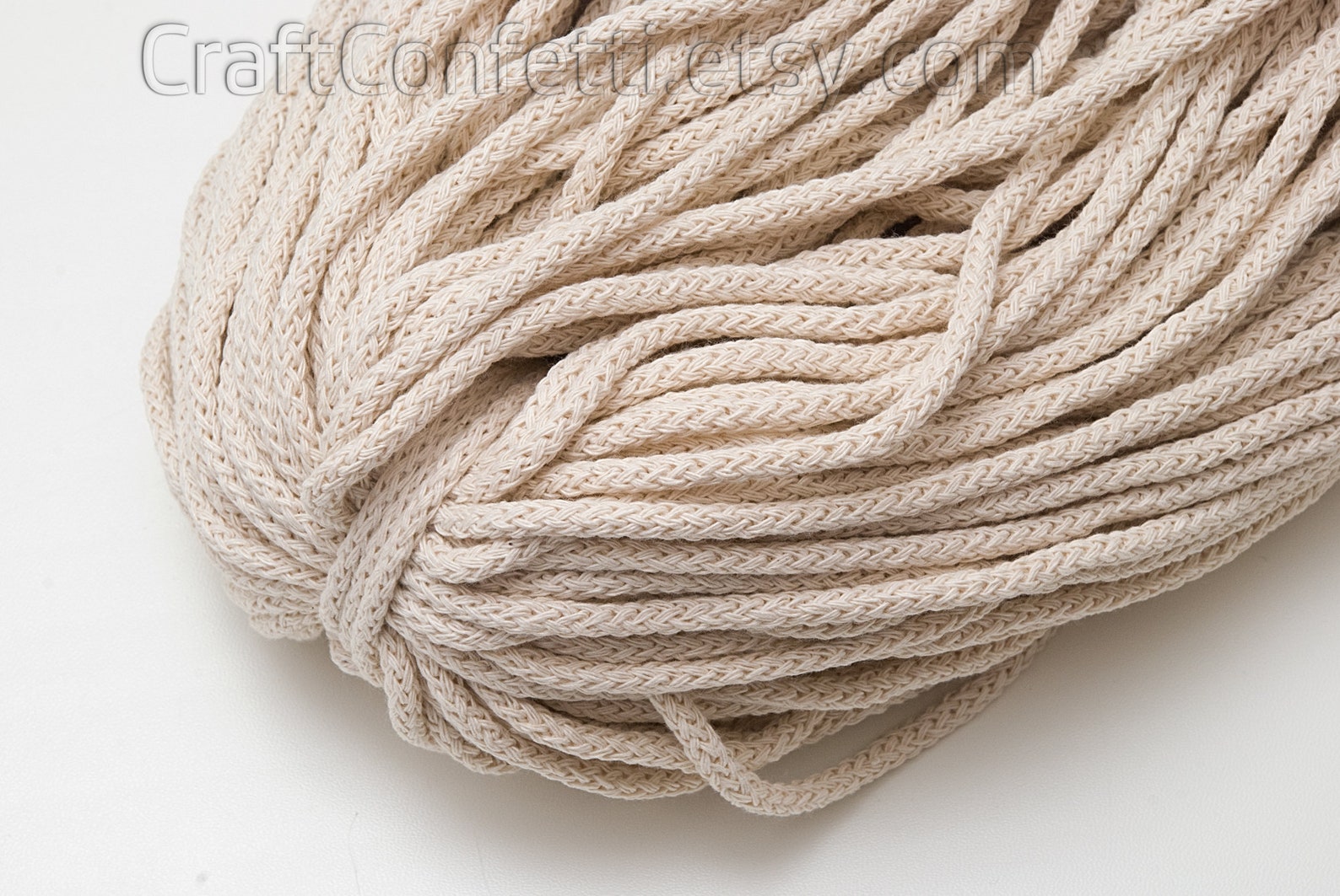 6mm Soft beige cord 25yds Ecru cotton crochet rope Natural | Etsy