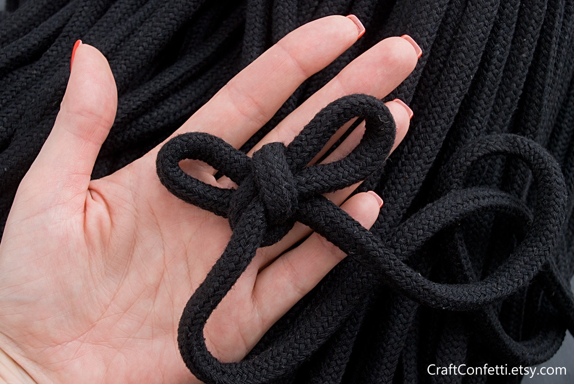 10mm Black braided rope 30ft Thick cotton rope Knotting | Etsy