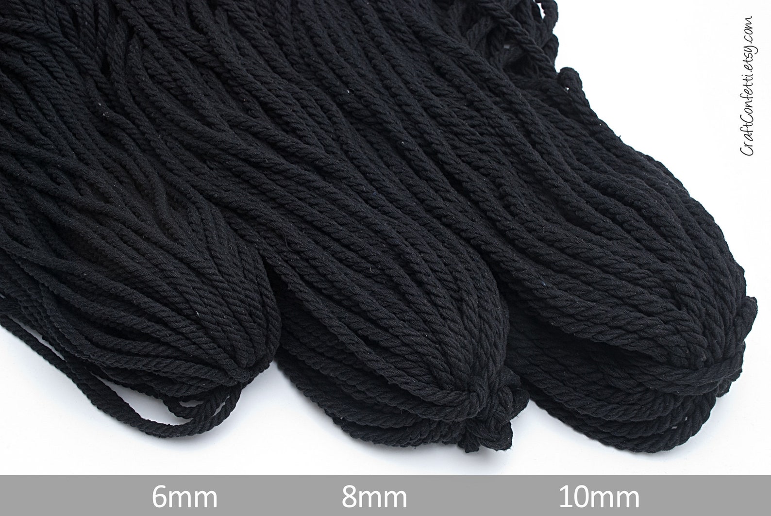 8mm Black Cotton Rope 10yds Black Cotton Twisted Rope Cotton | Etsy