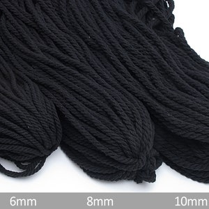 8mm Black Cotton Rope 10yds, Black Cotton Twisted Rope, Cotton Twisted ...