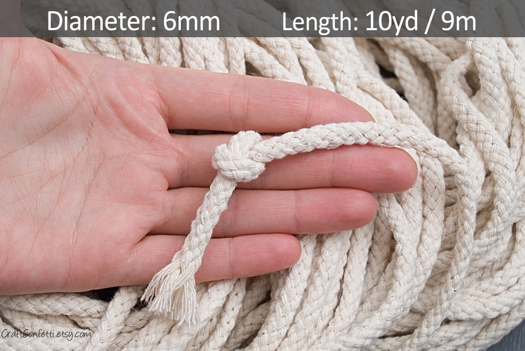 6mm Braided Macrame Cord 10yds Raw Cotton Cord 100% Cotton - Etsy