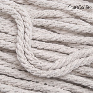 10mm Raw Beige Twisted Rope 30ft, Macrame Rope, Knotting Cord, Natural ...