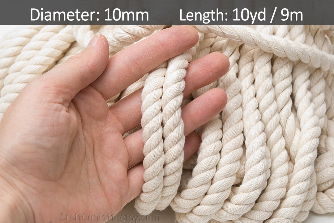 10mm Nautical Rope 10yds Beige Cotton Rope Twisted Thick - Etsy