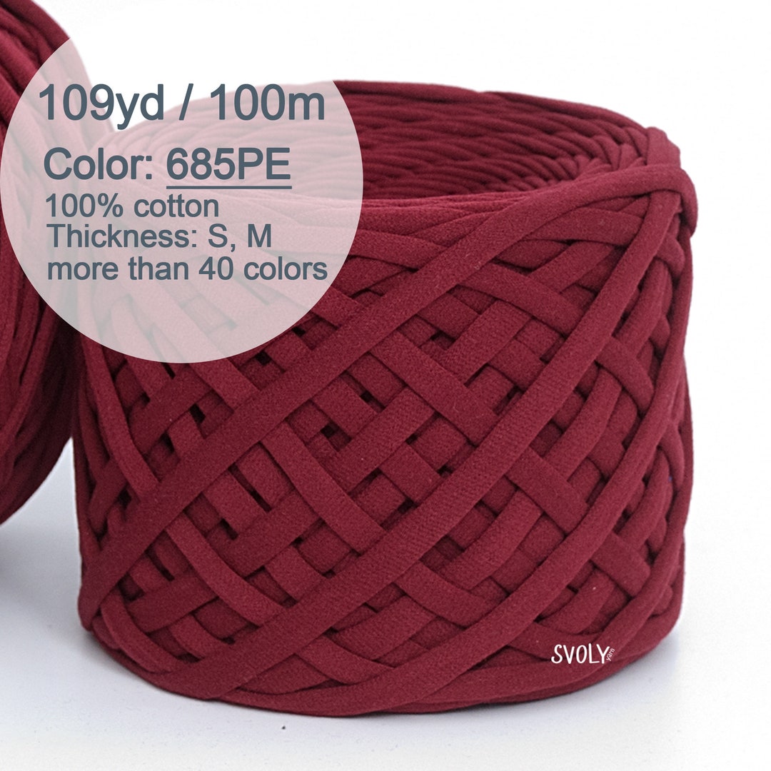 Maroon T-shirt Yarn 100m or 109yd, Dark Red Fabric Crochet Yarn ...
