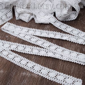 35mm White Crochet Lace Trim 5.5yds, Cotton Lace Ribbon for Sewing ...