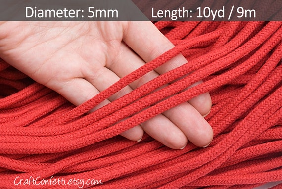 5mm Red Braided Cord 10yds Drawstring Soft Cotton Cord DIY | Etsy