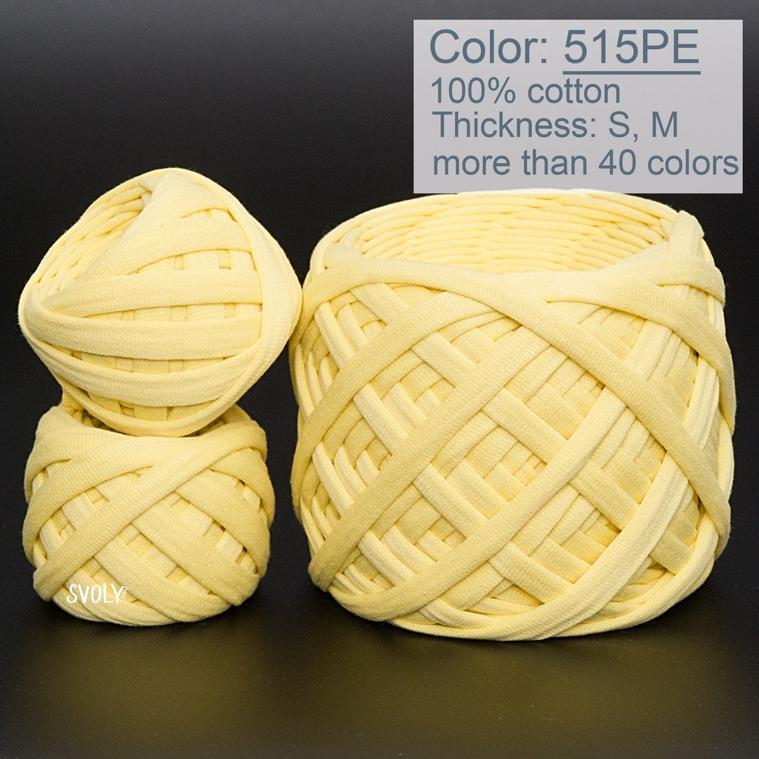 Pale Yellow Tshirt Yarn. Chunky Cotton Yarn. Crochet Yarn. Spaghetti ...