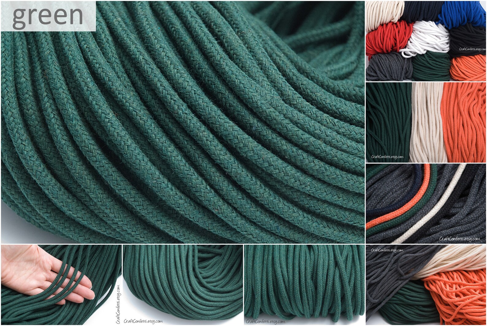 Black braided cord 5mm. Cotton cord by the yard. Macrame cord. | Etsy