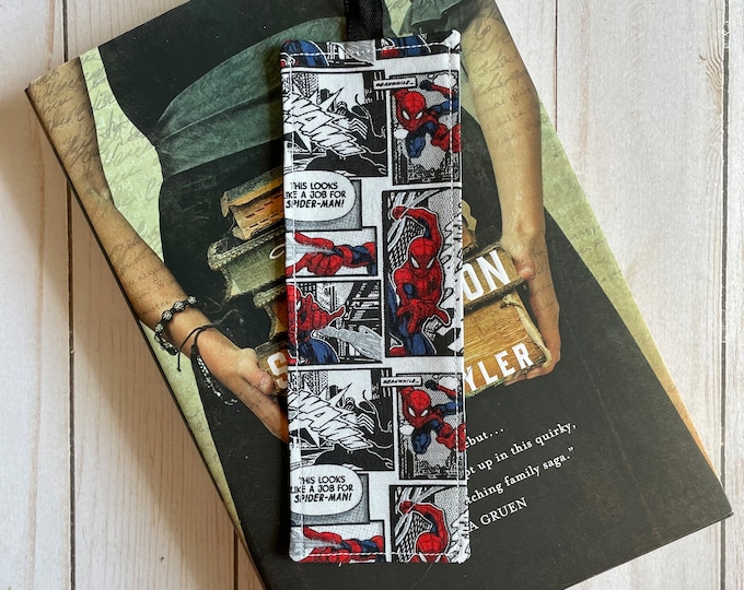 SPIDER-MAN Inspired, Comic, Fabric Bookmark, Bookmark With Tab ...