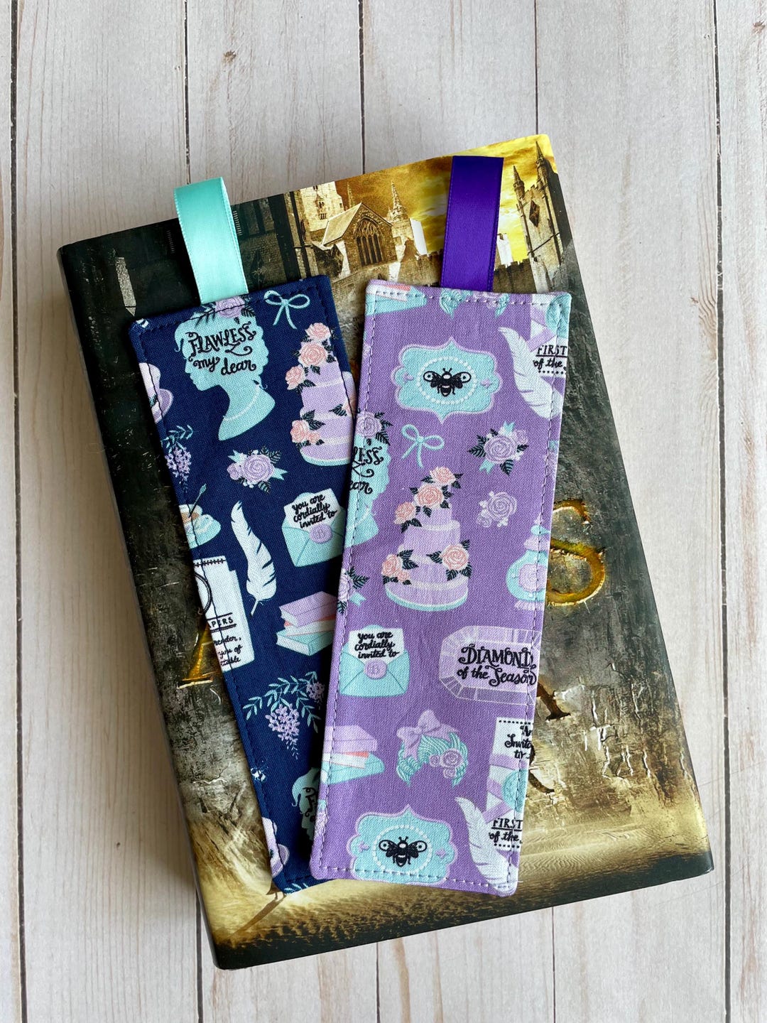 TEA PARTY, Cake, Classic, Floral Fabric Bookmark, Bookmark With Tab ...
