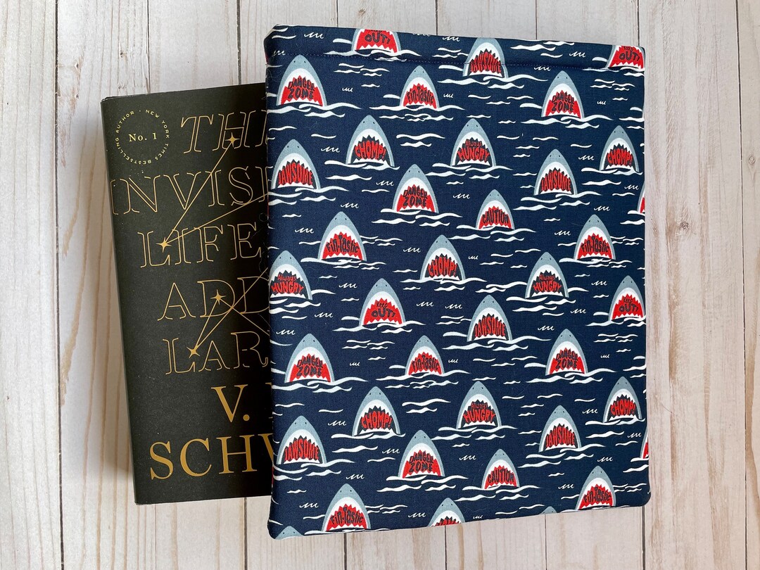 Nautical SCARY SHARKS, Halloween, Horror, Jaws Book Sleeve, Book ...