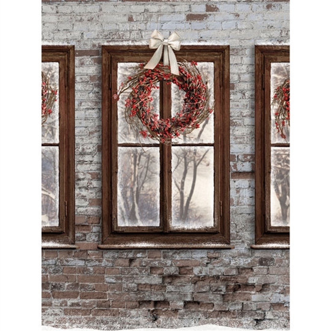 Rustic Christmas Backdrop Window Photo Backdrop Holiday Photography ...