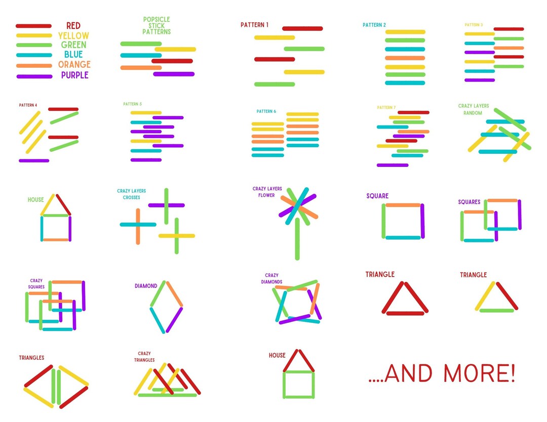 Fine Motor Popsicle Stick Pattern Worksheet - Etsy