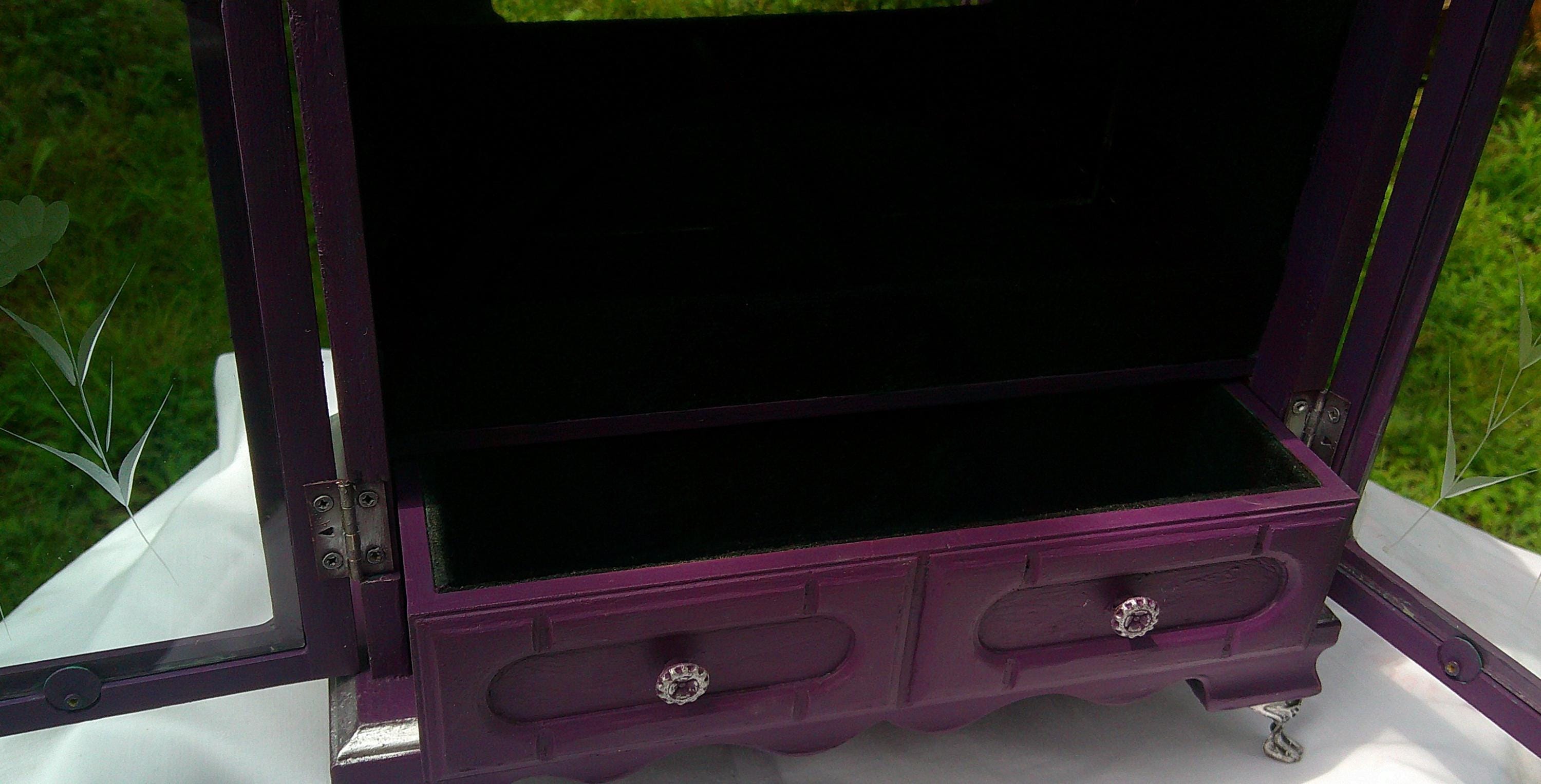 Jewelry Box Hand Painted Purple & Magnolia's - Etsy