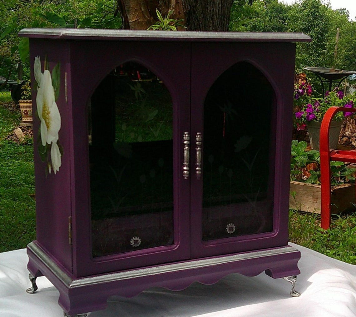 Jewelry Box Hand Painted Purple & Magnolia's - Etsy