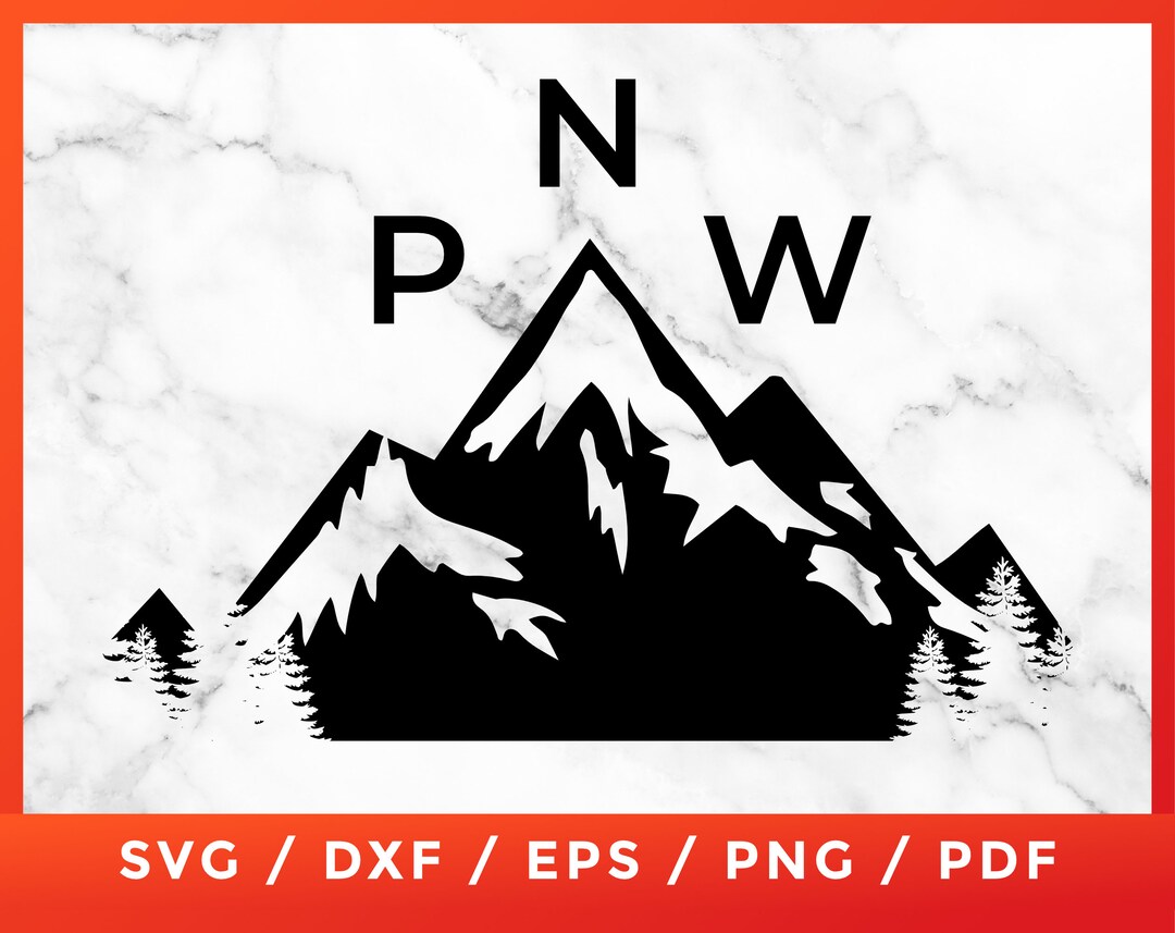 PNW Oregon SVG, Pacific Northwest Tree Mountains, Upper Left, Oregon ...