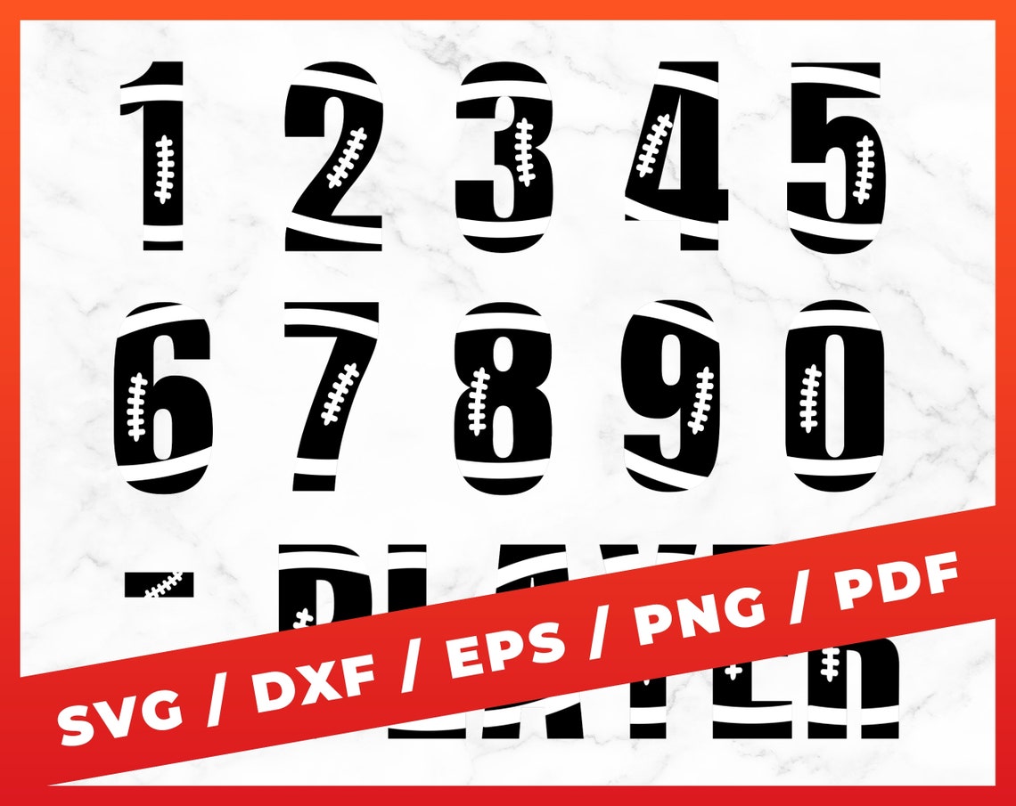 Football Player Numbers SVG Bundle, Football SVG, Football Number Font ...