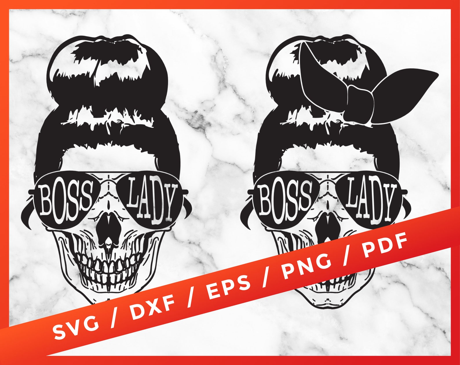 Boss Lady SVG, Bossy Messy Bun Skull With Glasses Skeleton for Cricut ...