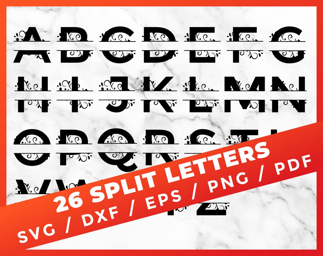 26 Split Letter SVG Monogram Cricut Silhouette Alphabet Split Initial ...