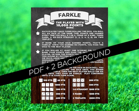 FARKLE Poster Zilch Rules FARKLE Decals Rule 10000 FARKLE | Etsy
