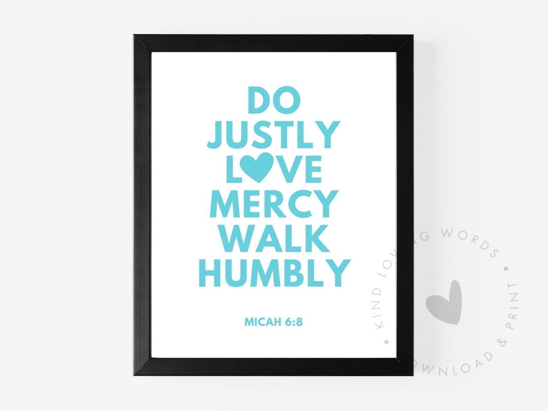Do Justly Bible Verse Wall Art, Bible Verse Poster, Blue Text Poster ...