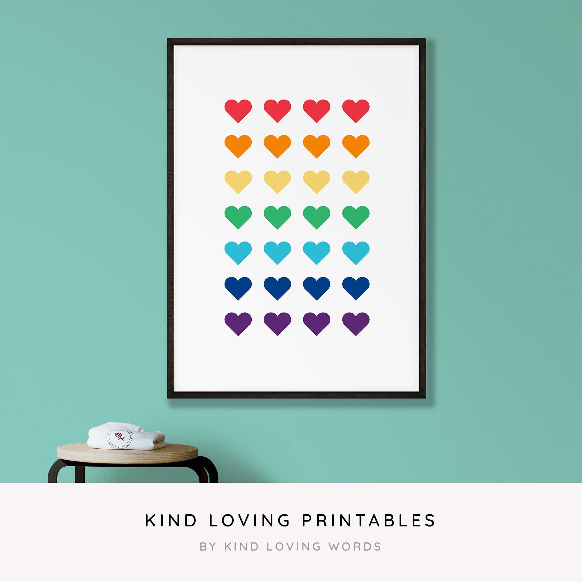 Rainbow Hearts Poster Includes VARIOUS Sizes That You Can - Etsy Canada
