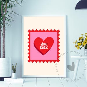 You Rock Valentines Printable Wall Art Candy Heart Stamp Poster Instant ...