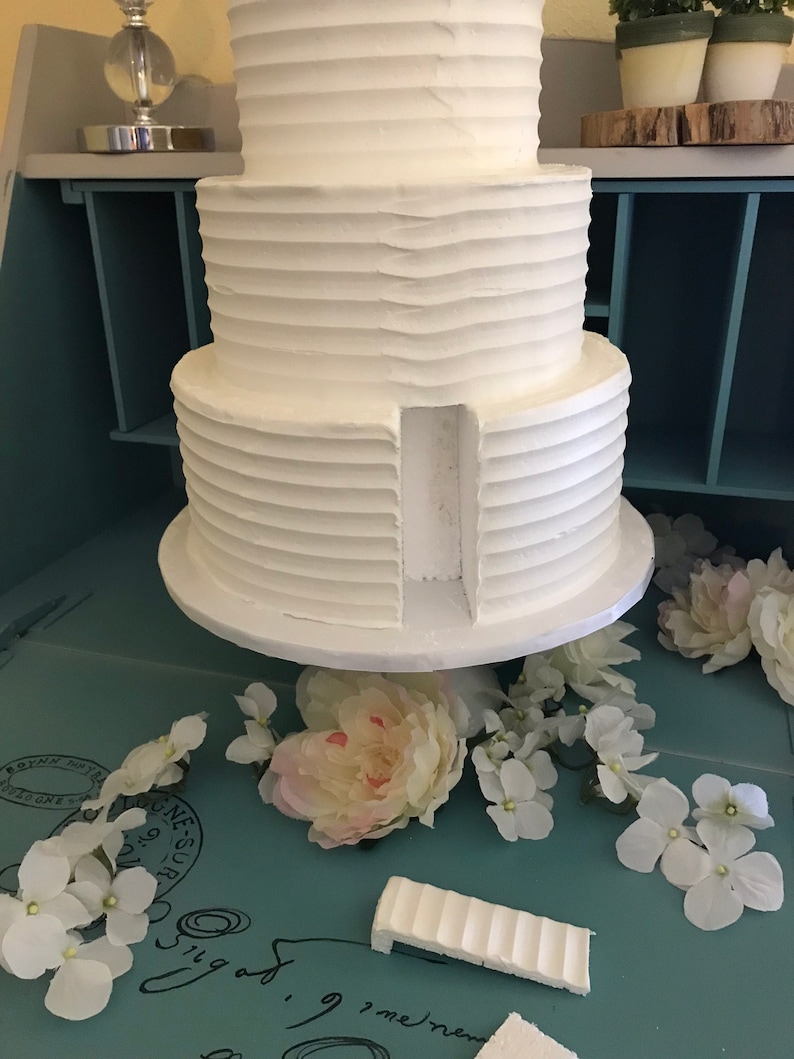 Three Tier Horizontal Lines Texture Faux Wedding Cake - Etsy