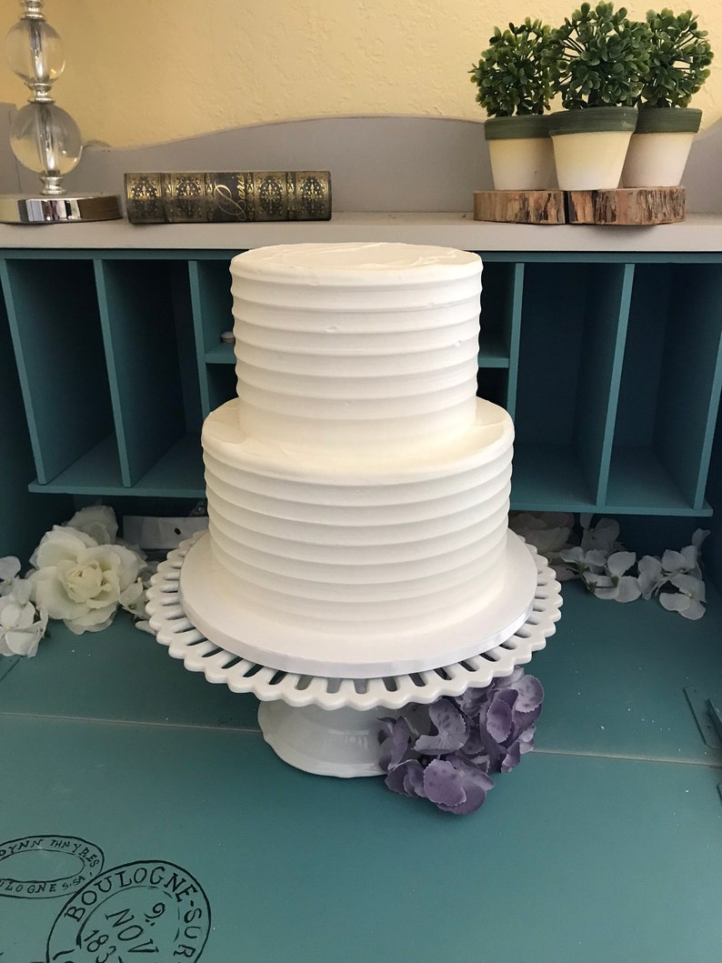 Two Tier Horizontal Lines Textured Faux/fake Wedding Cake - Etsy