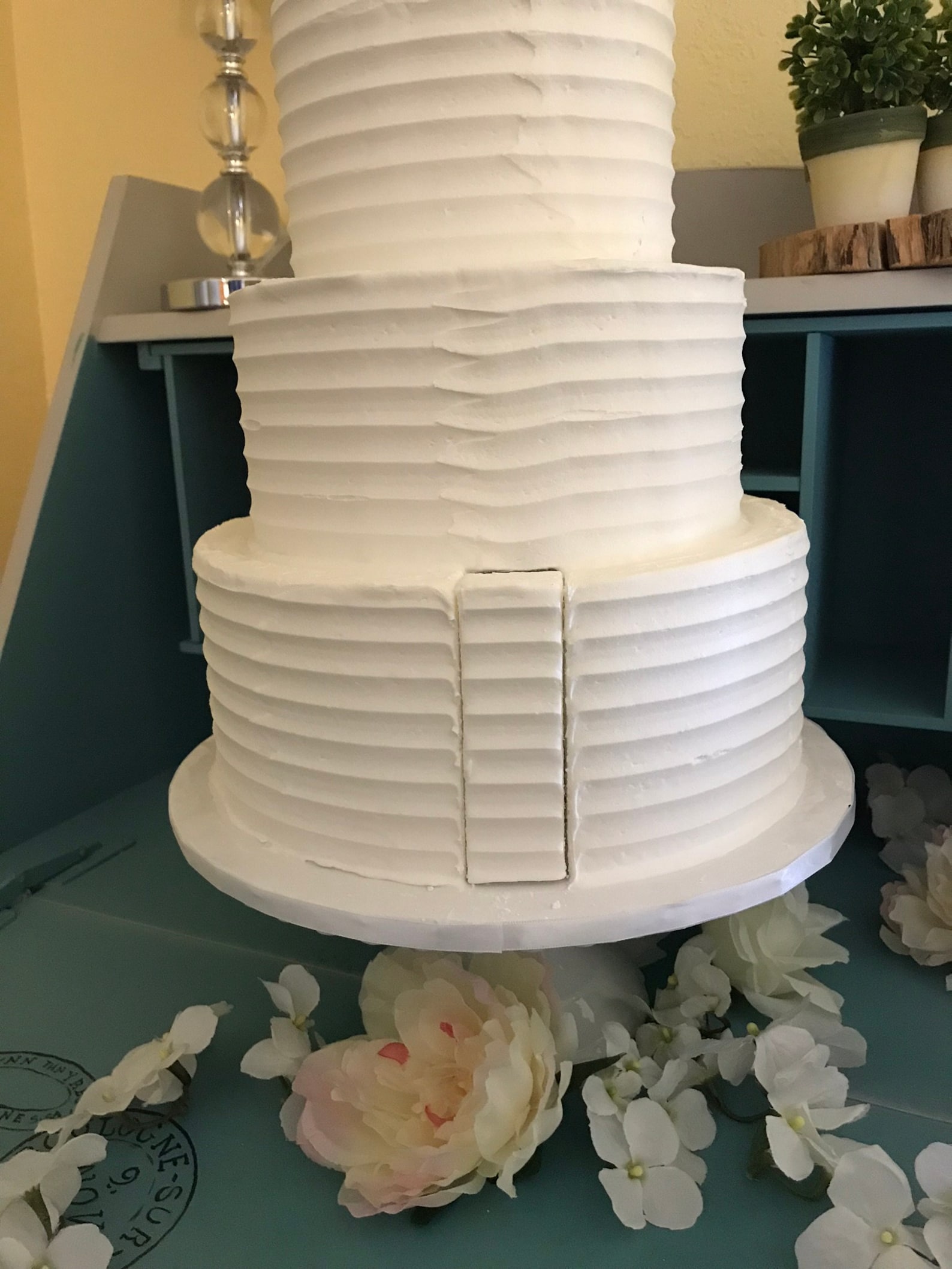 Three Tier Horizontal Lines Texture Faux Wedding Cake - Etsy