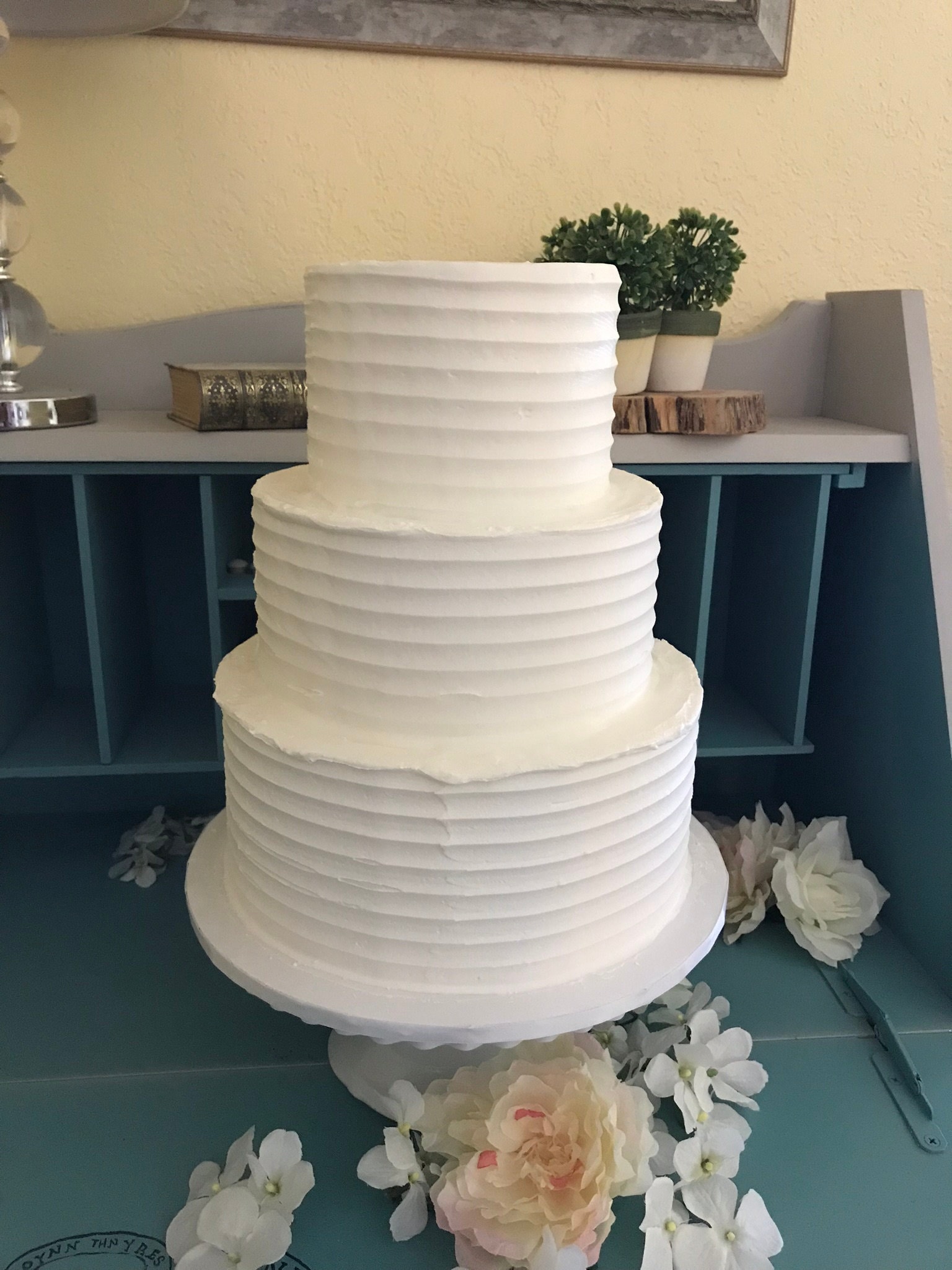 Three Tier Horizontal Lines Texture Faux Wedding Cake - Etsy
