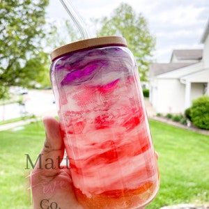 Personalized Beach Inspired Pink and Purple Sunset Libbey Glass Cup ...