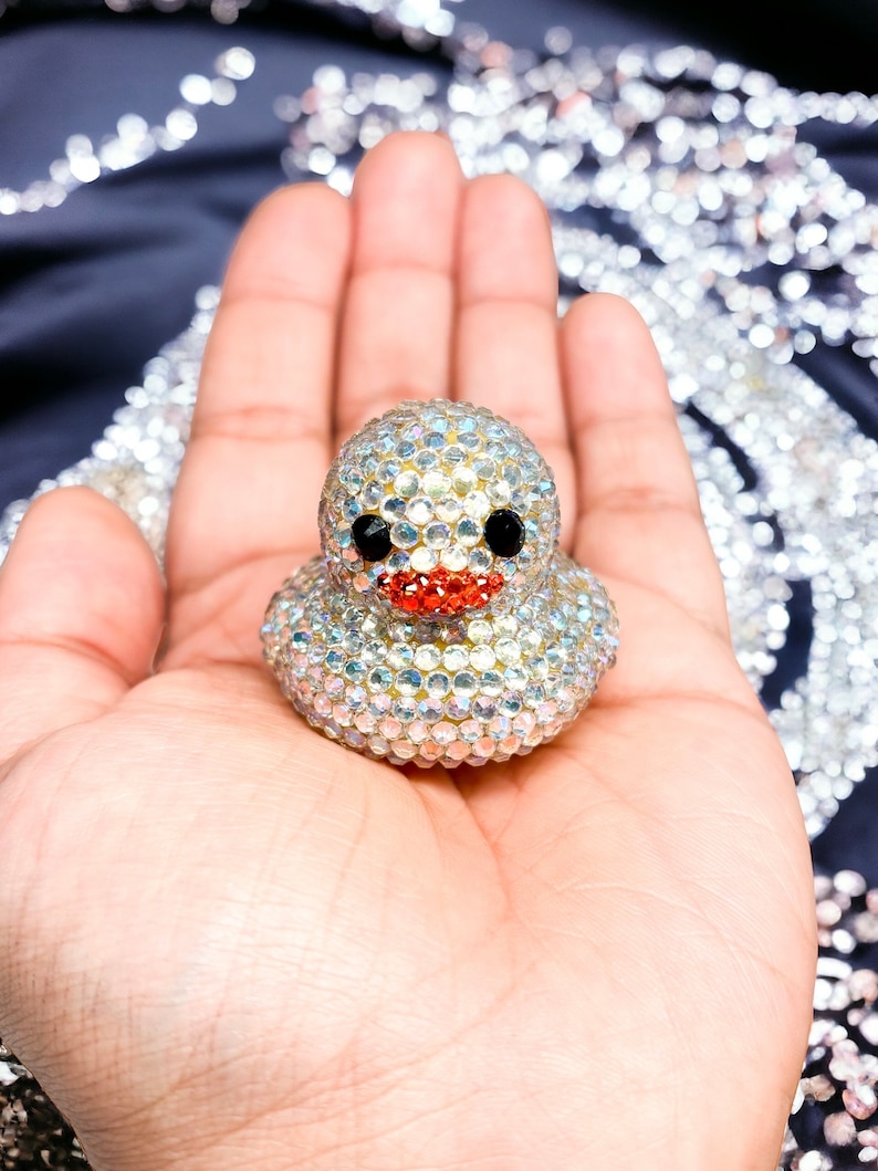 Mini Iridescent White Rhinestone Rubber Duck, Bling Duck, Cruise Ducks ...
