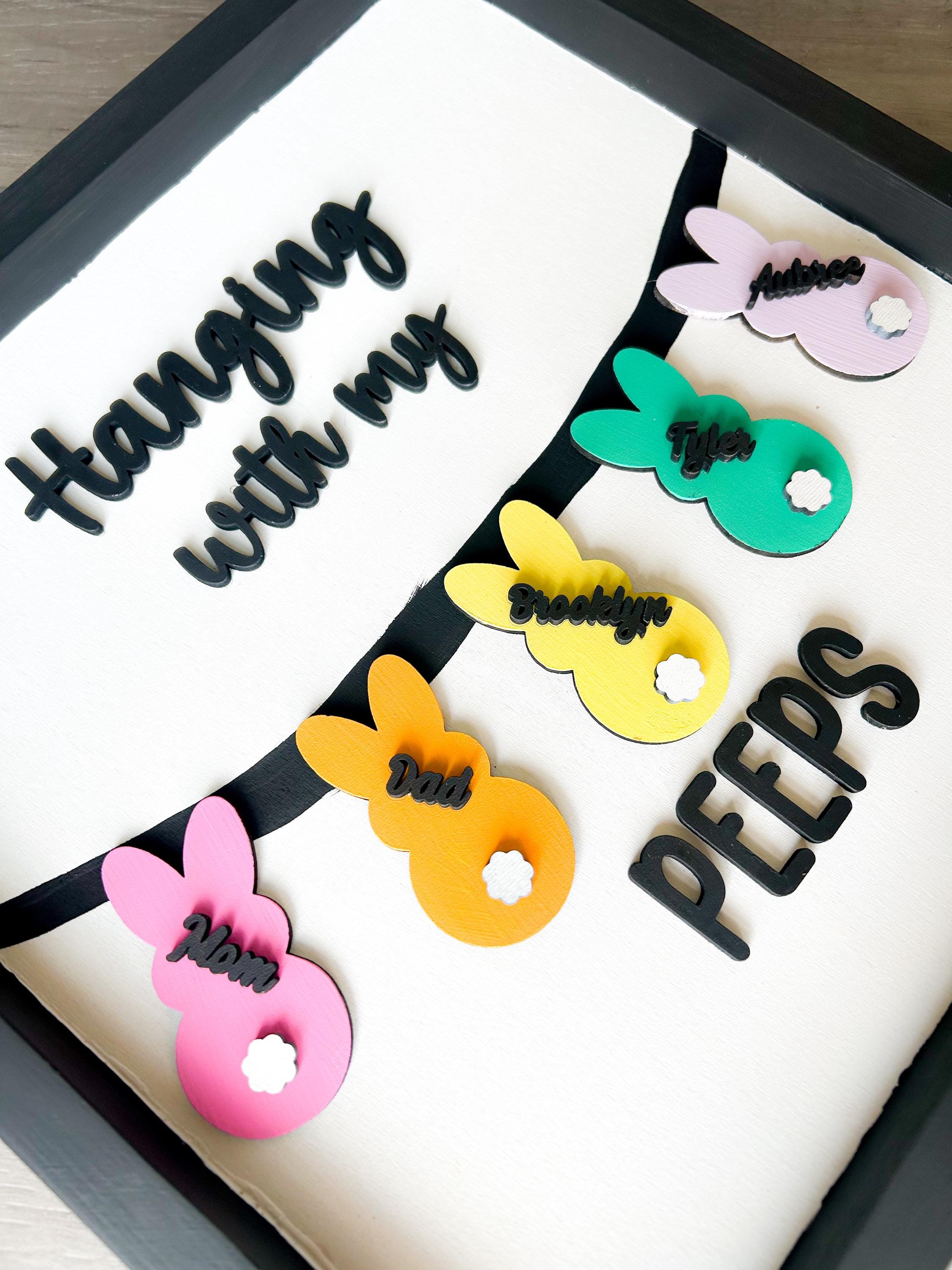 Personalized Easter Peeps Wood Sign, Custom Family Name Easter Decor ...