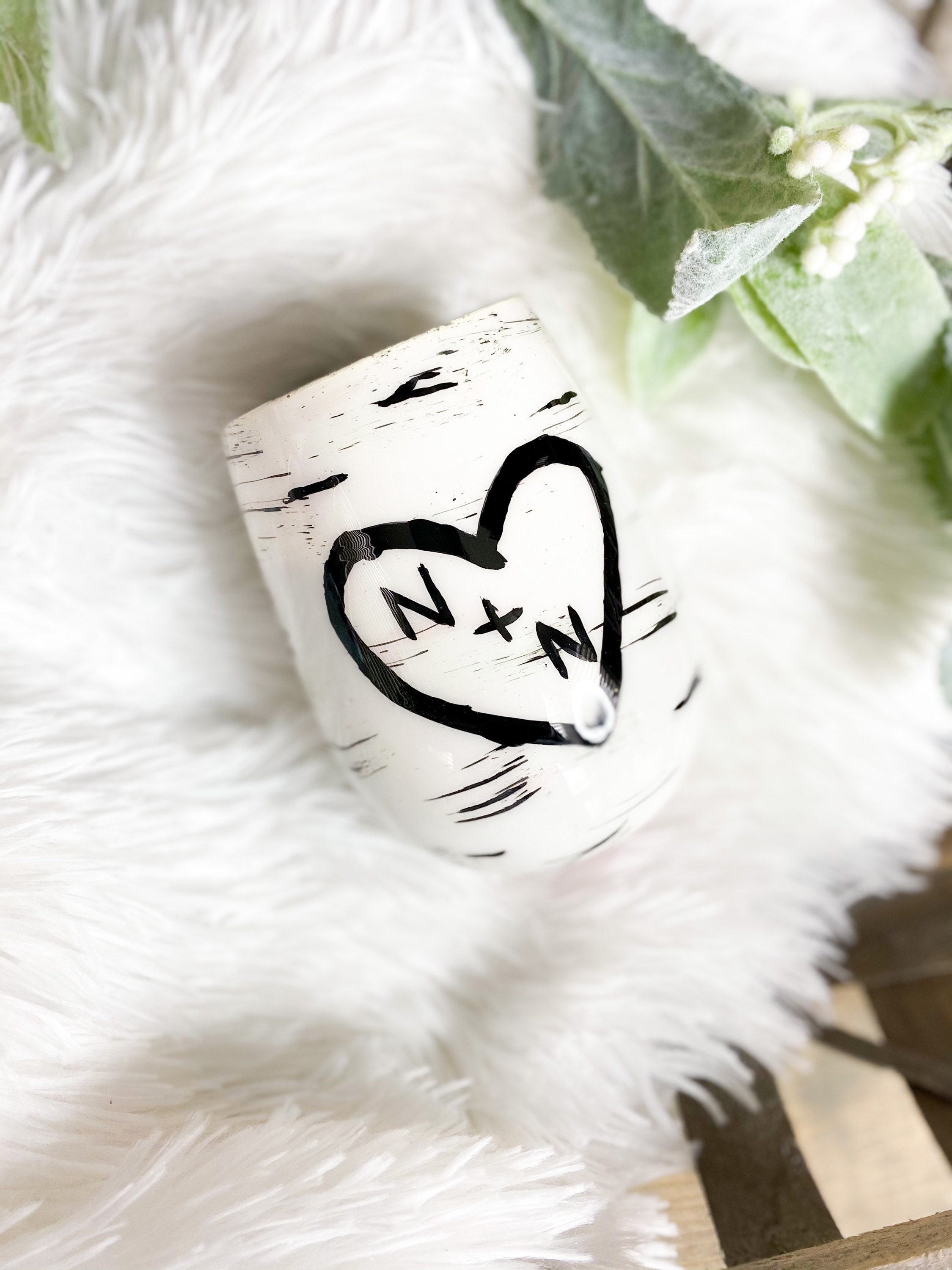 Birch Tree Wine Glass, Carved Initials, Personalized Anniversary Gift ...