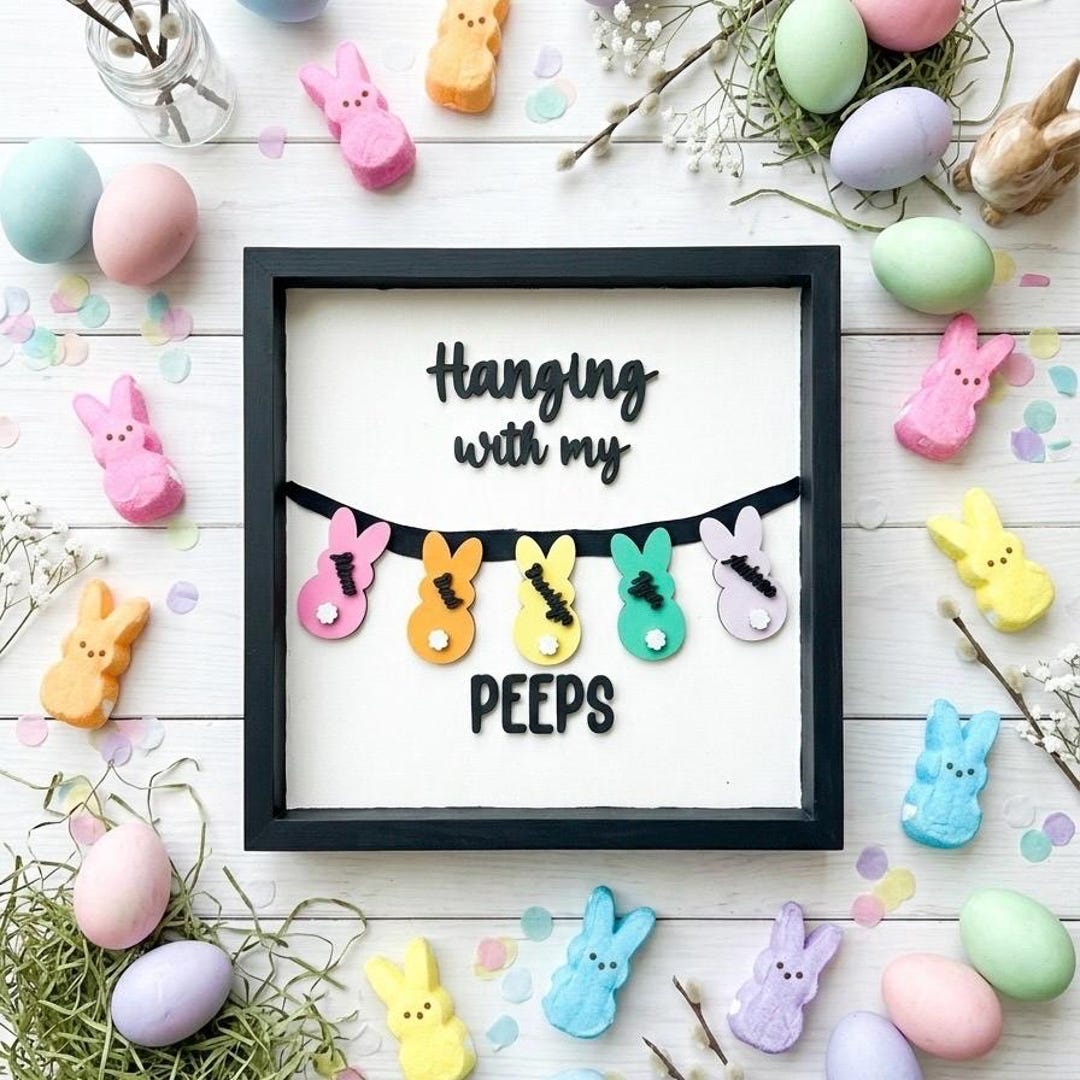 Personalized Easter Peeps Wood Sign, Custom Family Name Easter Decor ...
